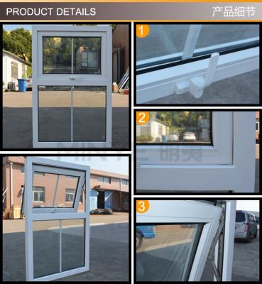 China UPVC-Rahmen und moderner Design-Stil Doppelgehärtetes Glas Fenster in weißer Farbe zu verkaufen