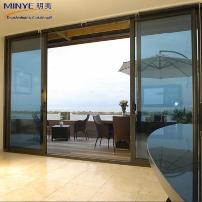 Cina Colore di profilo personalizzato Grigio scuro Porta scorrevole per patio per design esterno Grandi vetri in vendita