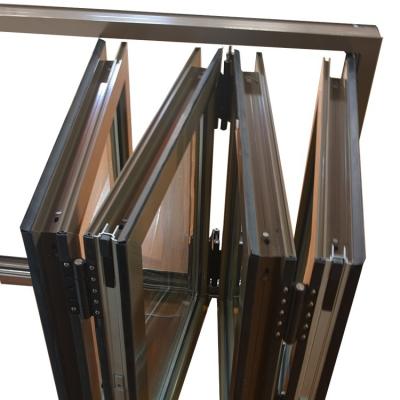Cina Accordion Aluminum Verticale Folding Windows con Power Coated e Chinese Top Hardware in vendita