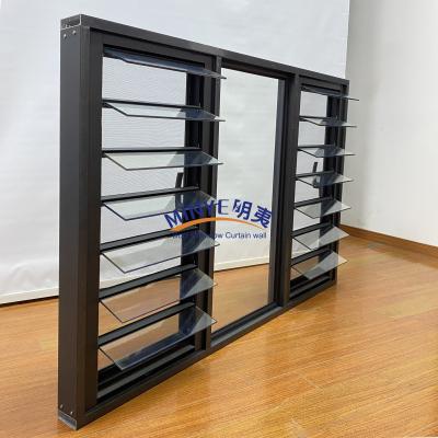 China Ventilatie Aluminium glazen luiken Vensters met handgreep slot Te koop