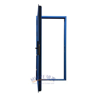 China Blauwe aluminium deur met dubbelgehard glas en elektronische code slot Te koop