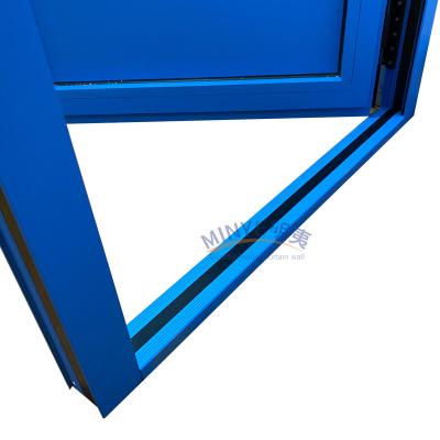 China Blauwe aluminium deur met dubbelgehard glas en elektronische code slot Te koop