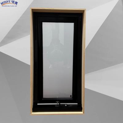 China Aluminium raam thermisch doorbreken luifel venster met dubbel gehard glas en houten subframe Te koop