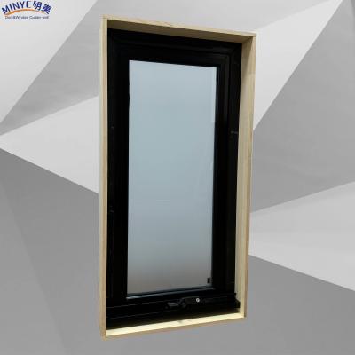 China Aluminium raam thermisch doorbreken luifel venster met dubbel gehard glas en houten subframe Te koop