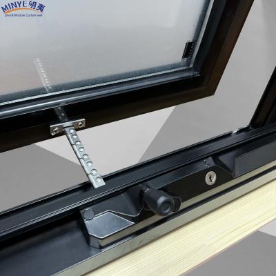 China Aluminium raam thermisch doorbreken luifel venster met dubbel gehard glas en houten subframe Te koop