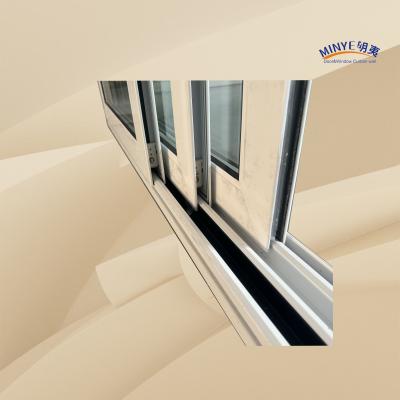 China Buitenwarmtebreuk Aluminium schuifdeur met stapler en dubbelgehard glas Te koop