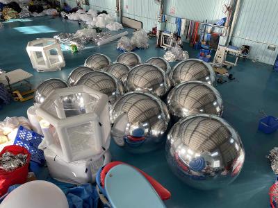 Cina Esclusivo Mirror Ball Evento Memorabile Impostazioni Attrazione Grandi palline lucide gonfiabili Silver Deluxe Globo lucido gonfiabile in vendita