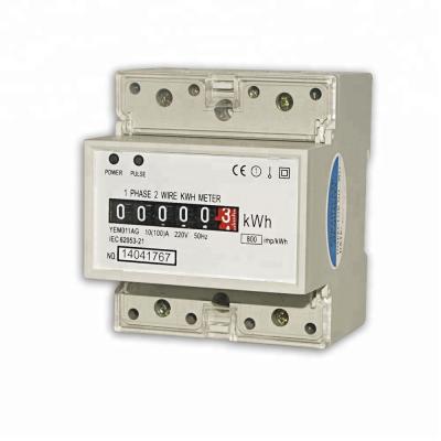 China Single Phase Two Wire Din Rail Active Register Display Electronic Kwh Energy Meter for sale