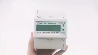 China Factory Supply 4P Din Rail 1 Phase 2 wire  Digital LCD Electric Power Energy Meter for sale