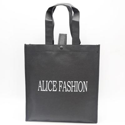 China pp stitched handle sewing printing non woven bag with black fastener for sale