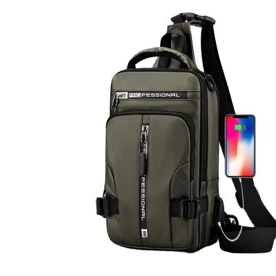China Water Resistant Men's Nylon Cross - Body Bag With USB Left Multi-Functional Outdoor Travel Daypack Waterproof Male Casual Messenger Chest Bags factory