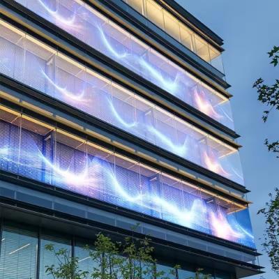 China LED Transparent Grille Screen Rental Events Glass Curtain Display Window P3.91 To P7.82 for sale