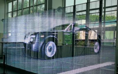 China 5000cd/ M2 Transparent Glass LED Screen Panel 1/ 11 Scan P5.6 LED Mesh Curtain for sale
