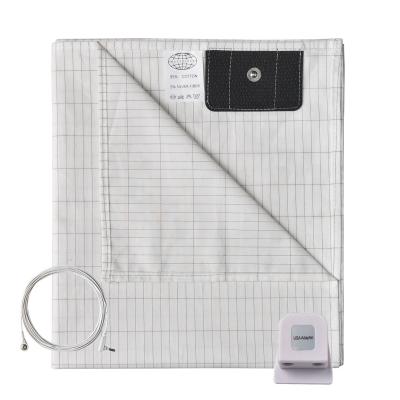 China ESD Natural Energy Bed Flat Sheet 60*265 Conductive Cotton Silver Sheet Grounding Earthing Health Bed Mat Stress Relief Safety for sale