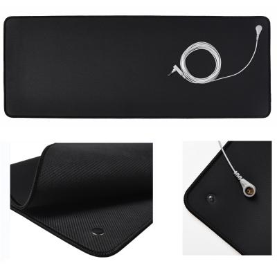 China Wellness Earth Connected Mouse Pad Black Eco-Friendly Anti-Static ESD Conductive Rubber Mat Grounding Cord 25x68cm Home Office for sale