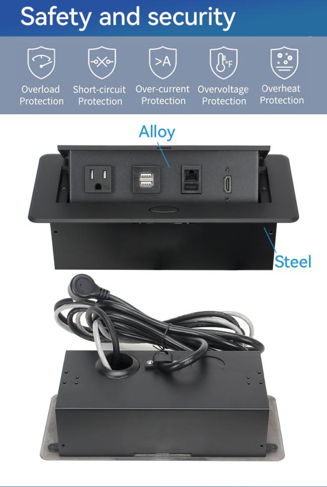 Space Save Pop Up Socket Box installed in furniture
