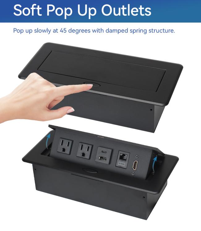 SAA GPO Table Power Outlet front view showing power outlets and USB ports