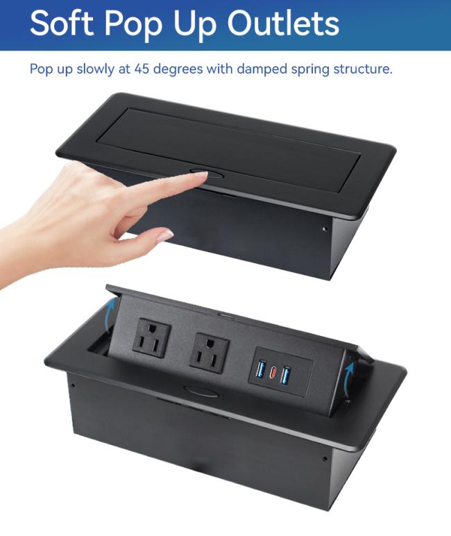 SAA GPO Table Power Outlet front view showing power outlets and USB ports