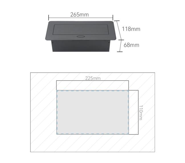 Multi Function Pop Up Socket Box close-up of USB charging ports