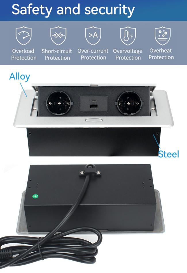 Close-up view of USB charging ports on Modern Pop Up Socket Box