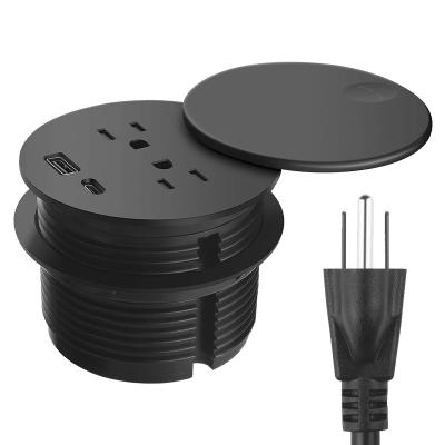 China Waterproof ETL Certified Desk Power Grommet with 20W Charging and Rotating Lid for sale