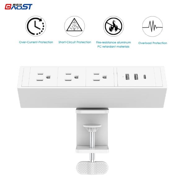 Quality ETL Certified Desktop Clamp Power Strip with PD20W USB Charge and Fire Retardant for sale