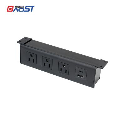 China 222mm Mount Surge Protector Under Desk Power Outlet QC 3.0 USB for sale