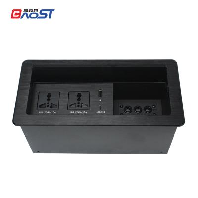 China Electrical Cubby Audio Visual Box Multimedia Modular Wall Socket For Meeting Room Table for sale