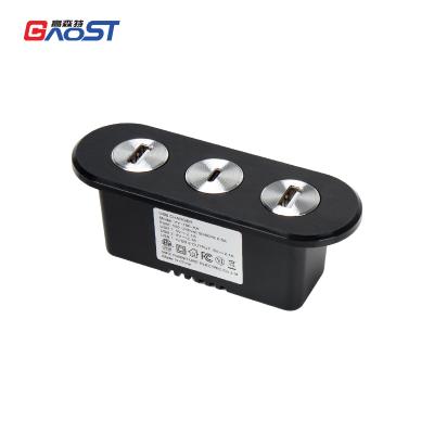 China Oval Recessed USB Charger Power Grommet 2USBA 1USBC 20W Output for sale