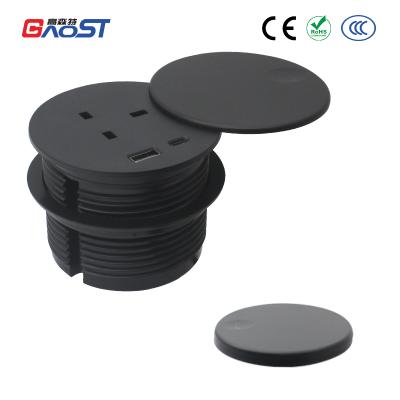 China ABS Plastic USB C Desk Power Grommet Socket 82mm Dia 240V for sale