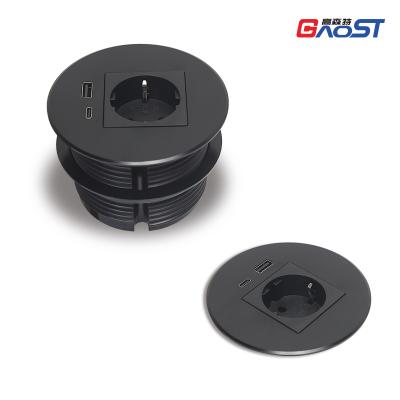 China Schuko Conference Table Grommet Recessed Power Outlet USB20W 3 Inch for sale