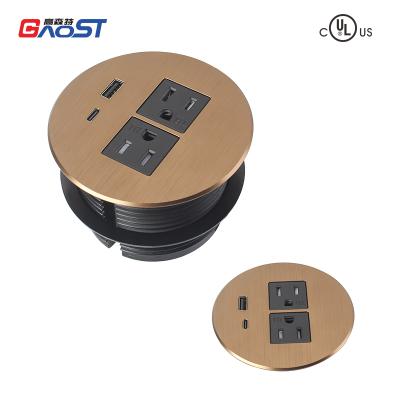 China Alloy Metal Recessed Table Power Grommet Outlet 20W USB Charging for sale