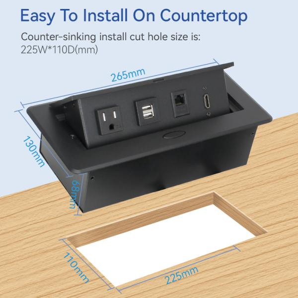 Quality Recessed Floor Pop Up Socket Box Electrical Outlet 10W USB Space Saving for sale