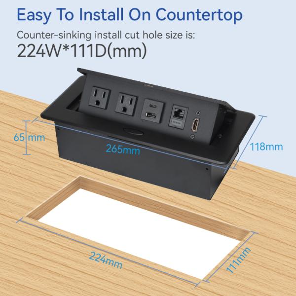 Quality ROHS Indoor Furniture Pop Up Socket Box With Multi Outlets Under Desk Plug for sale
