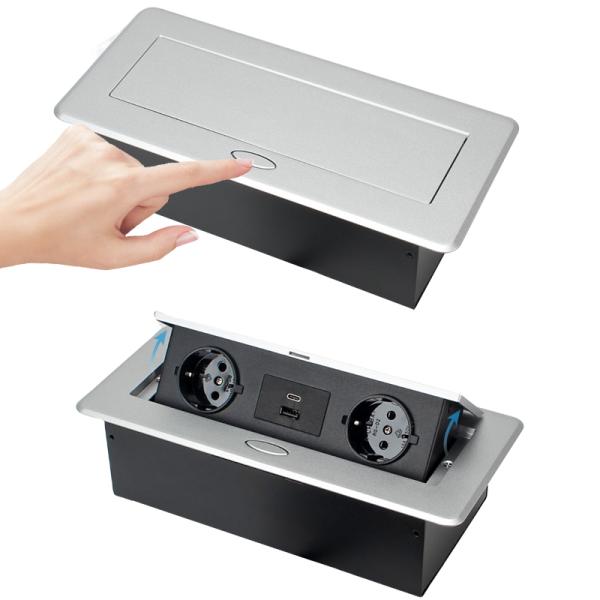 Quality Modern Damped Pop Up Socket Box 20W USB Desk Plug Alloy faceplate for sale