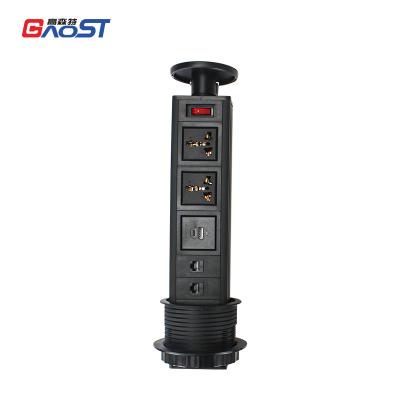 China Office Retractable Pop Up Counter Outlet Power Electrical Socket RJ45 LAN RJ11 Telephone for sale