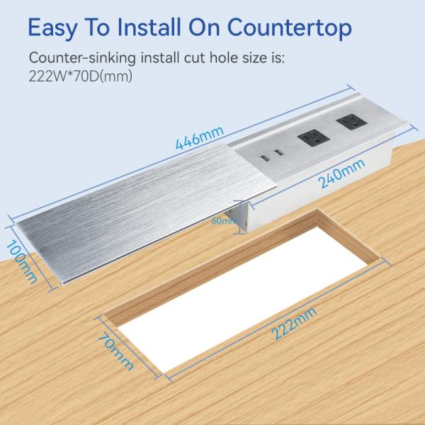 Quality Recessed Hidden Conference Table Power Socket Outlet Hub 20W USB Fast Charging for sale