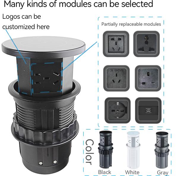 Quality Countertop Retractable Power Socket Outlet Waterproof IP65 15W QI Wireless for sale