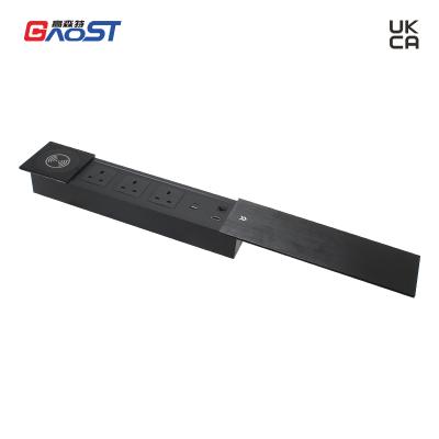 China Aluminum Concealed Desk Meeting Table Power Outlet Socket Sliding Panel USBA USBC for sale