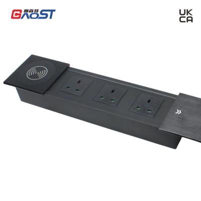 China UKCA Certified Conference Table Power Unit with 15W Qi Wireless Charging and 3 Type G Outlets for sale