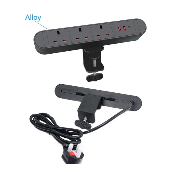 Quality Portable Surge Protector with 20W USB Charge and 3 BS Outlets for 45mm Max Desk for sale