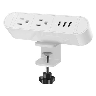China White Sleek Aluminium Clamp Mounted Surge Protector 3 USB Ports 45mm for sale