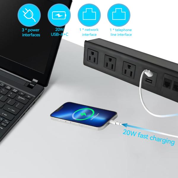 Quality Multifunctional Desk Clamp Power Outlet Center USB C PD20W for sale