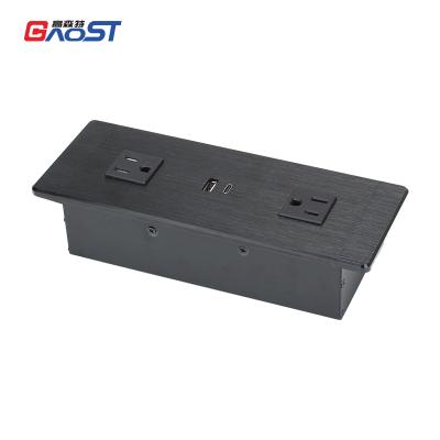 China Office Conference Table Recessed Power Strip Electrical Outlet US Standard 65W for sale