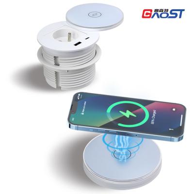 China 125V 12A Desk Power Grommet Type E AC Outlet Glass cover for sale