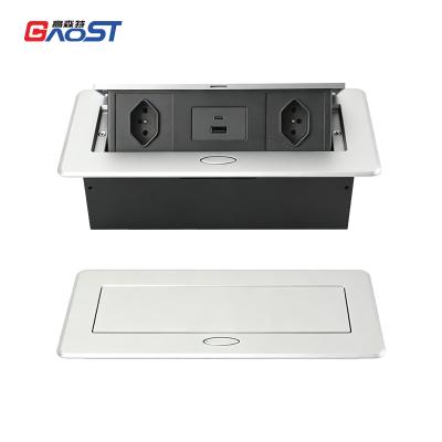 China Embedded Conference Table Power Strip with PD 20W USB Charging and Switzland Type J Socket in Alloy Face Plate for sale