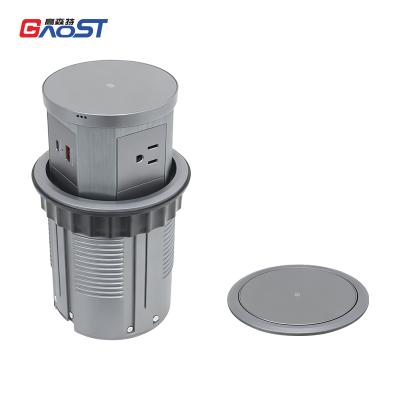 China Retractable Power Socket with 3 American Outlets 20W USB Charger and 15W Wireless Charging Pad for sale