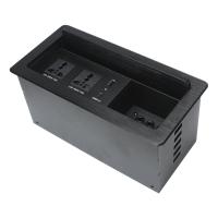 China Electrical Cubby Box with 2 Universal Outlets 20W USB Charging and 6 Cable Through Holes for Conference Tables for sale