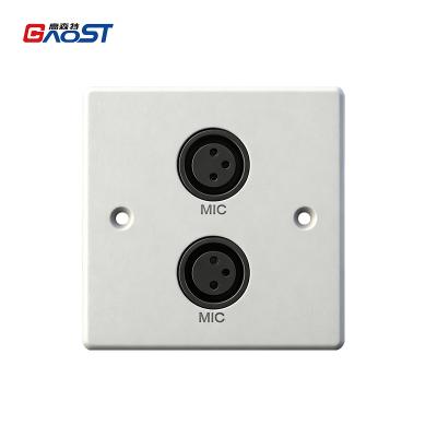 China 68mm Aluminum Alloy Dual XLR Female Wall Plate Audio Visual Box for Professional Audio Wiring for sale