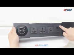 sliding desktop conference table electrical sockets 15w qi ukca certificated